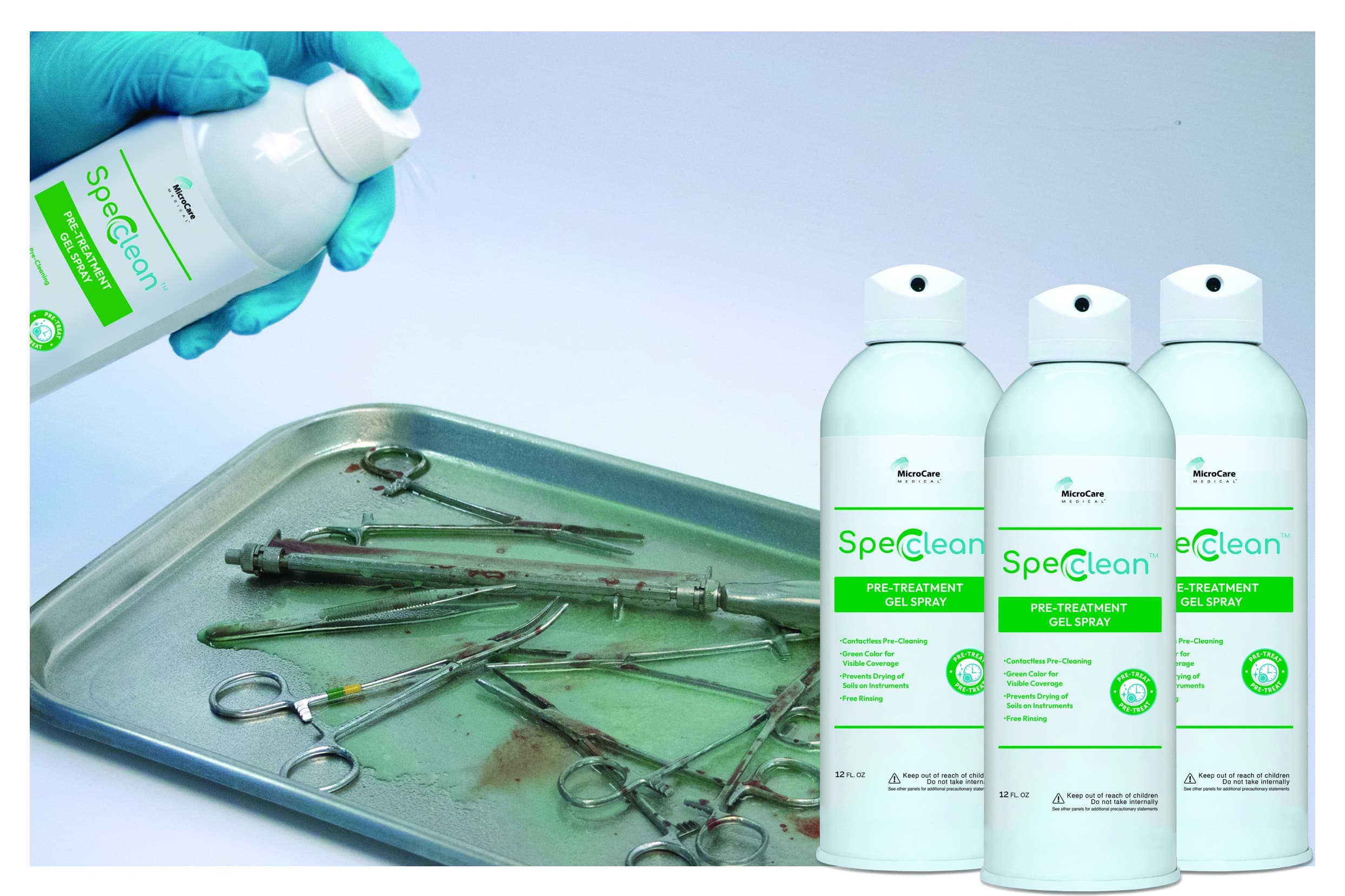 MicroCare Medical Spec Clean Spray Targets Instrument Debris
